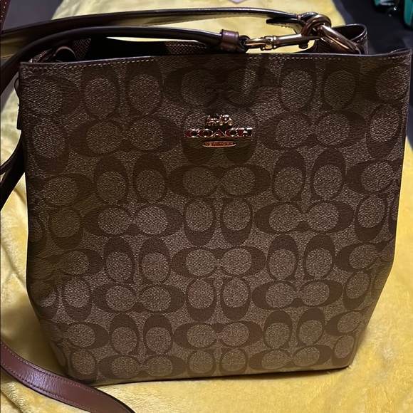 Coach | Bags | Coach Brown Shoulder Bag With Signature Pattern | Poshmark